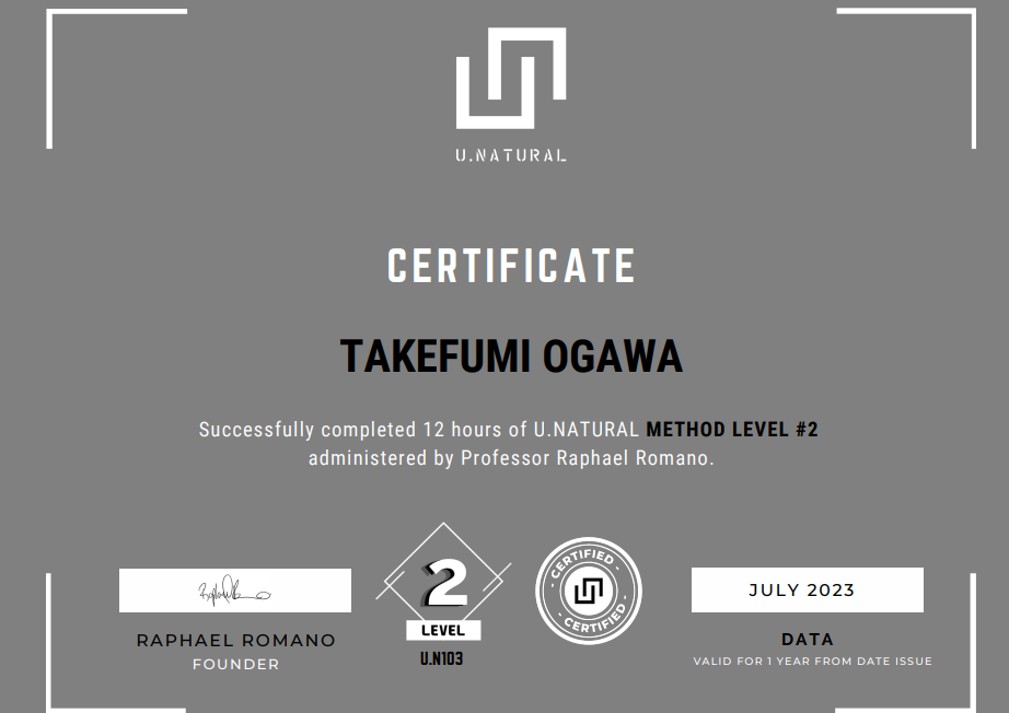 U.Natural method Certification Level2 – 小川リハビリ研究所のウェブサイト